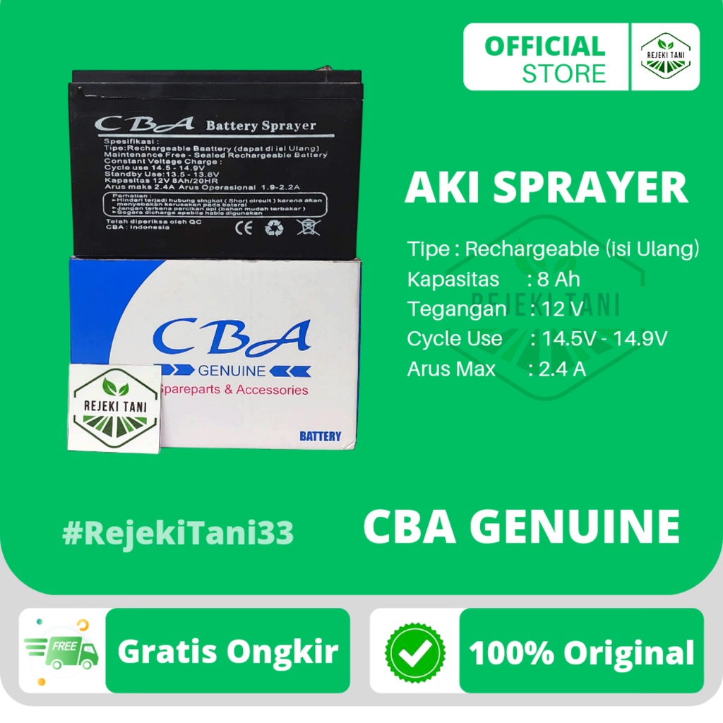 Jual Aki Kering Tangki Sprayer Semprot Elektrik CBA 12V 8 AH Original Accu Baterai Electric ...