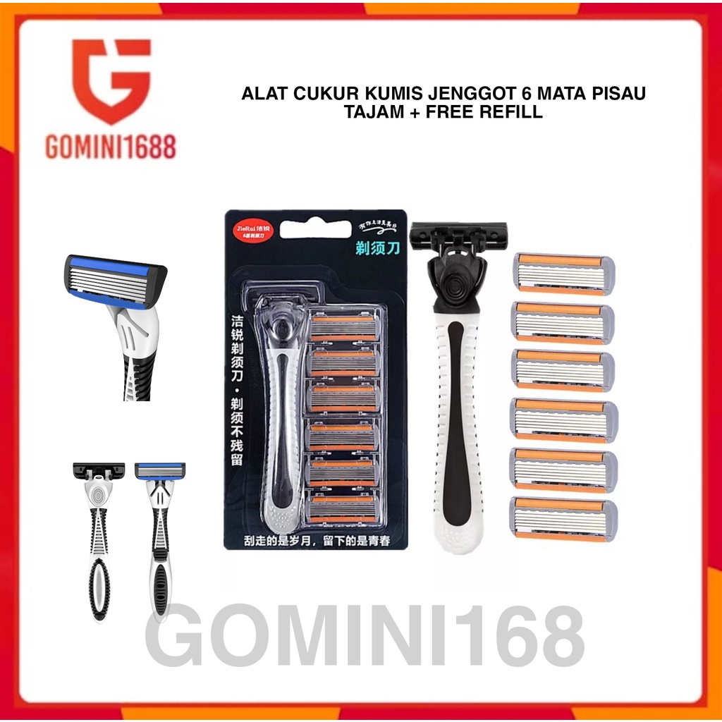 Jual Alat Cukur Jenggot Kumis 6 (Enam) Mata Pisau Blade Tajam Dewasa Free Refill | Shopee Indonesia