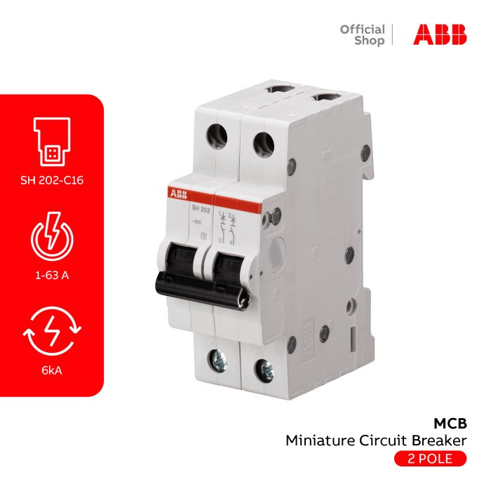 Jual ABB MCB 6KA 2P 16A SH 202 -C16 2CDS212001R0164 | Shopee Indonesia
