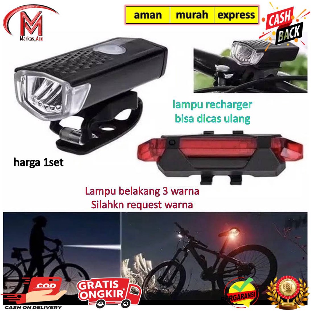 Jual Lampu Sepeda Ontel Gowes - USB charger dan karet - Rechargeable ...
