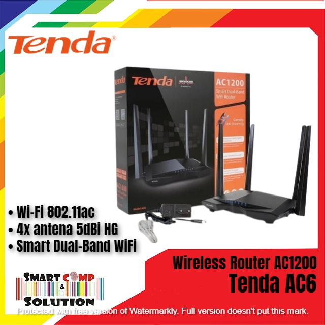 Jual Tenda AC6 Router WiFi Dual-band AC1200 Gigabit Wifi Router ...