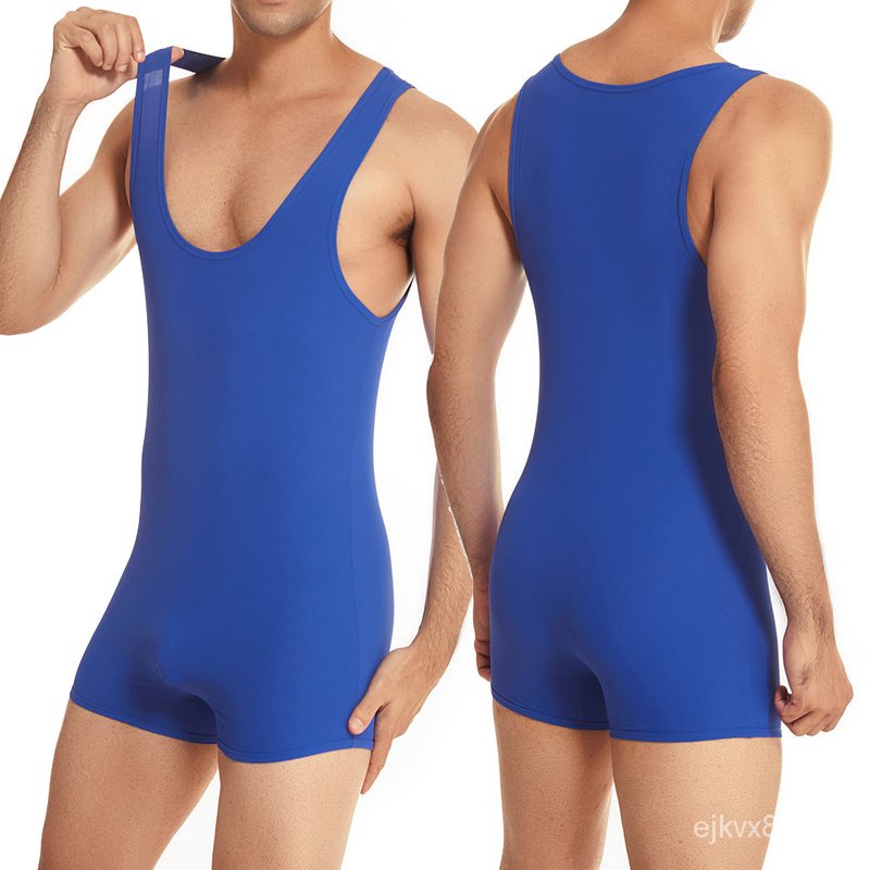 Jual Mens Bodysuits Sexy Men Undershirts Gym Sport Fitness Jumpsuits Wrestling Singlet One Piece