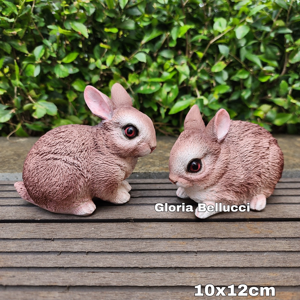 Jual patung kelinci abu pajangan statue rabbit dekorasi hiasan kebun ...