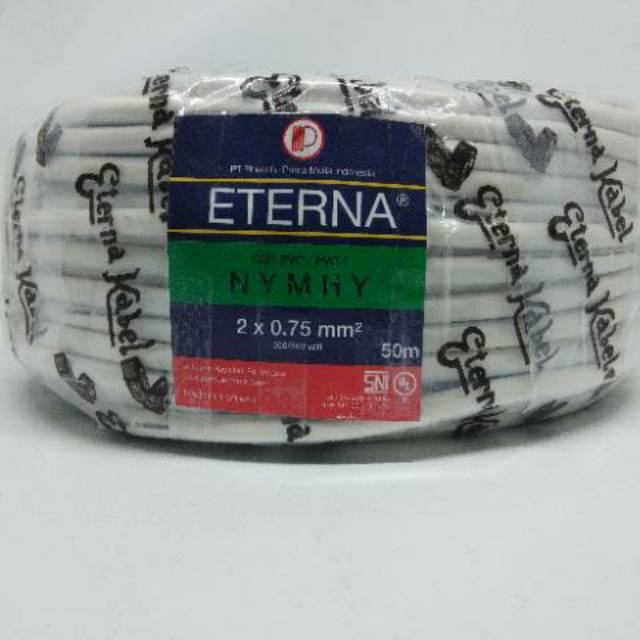 Jual Kabel Eterna NYMHY 2X0,75 @50m 2x0.75 putih serabut (Harga Permeter) | Shopee Indonesia