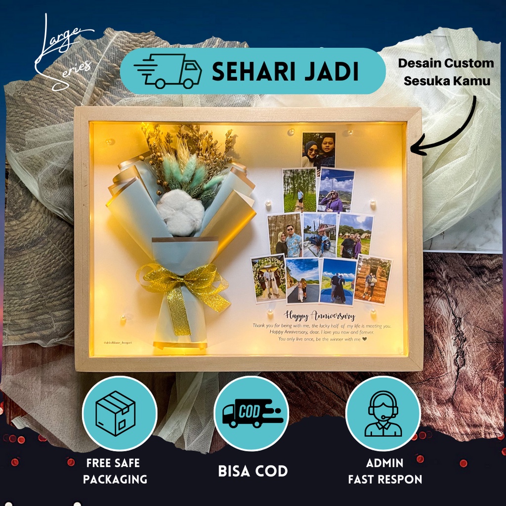 Jual Hadiah Bingkai Wisuda Buket Bunga Graduation Gift Kado Pernikahan Dried Flower Pop Up Frame ...