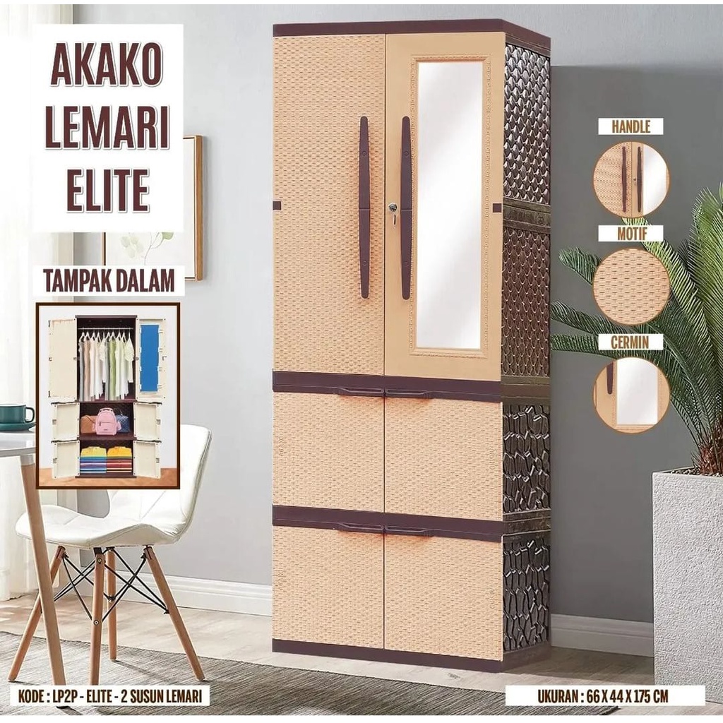 Jual AKAKO - Lemari Plastik Baru Lemari 2 Pintu Rak + 2 Susun Lemari ...