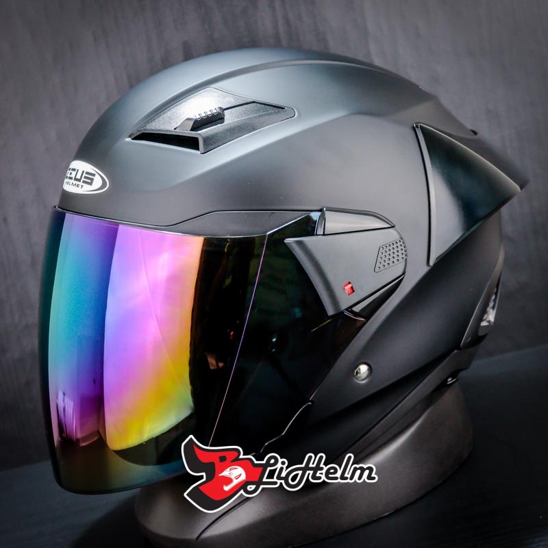 Jual HELM ZEUS ZS 611 BLACK DOFF | ZS611 HALF FACE HELMET | DOUBLE ...