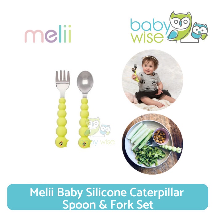 Jual Melii Baby Silicone Caterpillar Spoon & Fork Set - Sendok Garpu ...