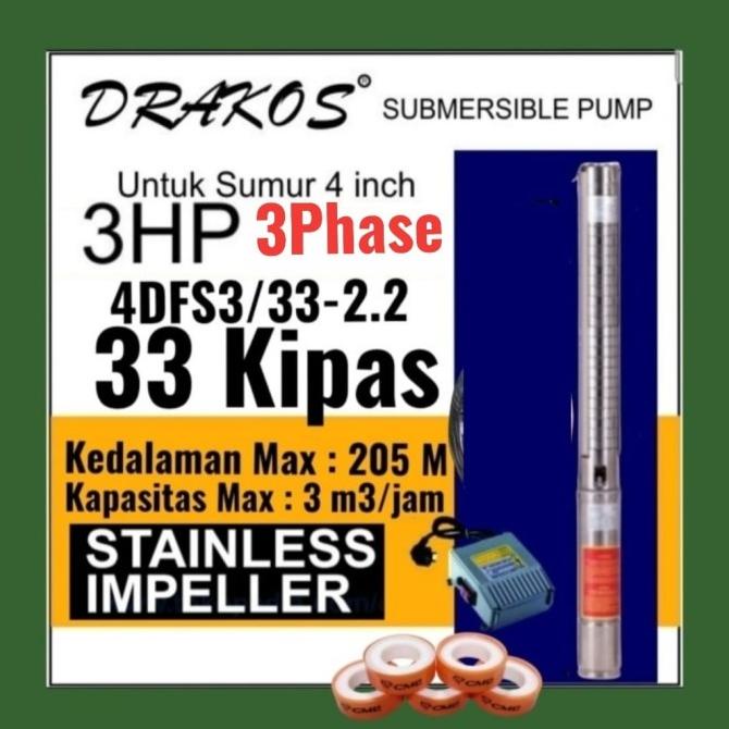 Jual Pompa Satelit 200 Meter Drakos 3Hp 3Phase Submersible Mdl Bosco ...
