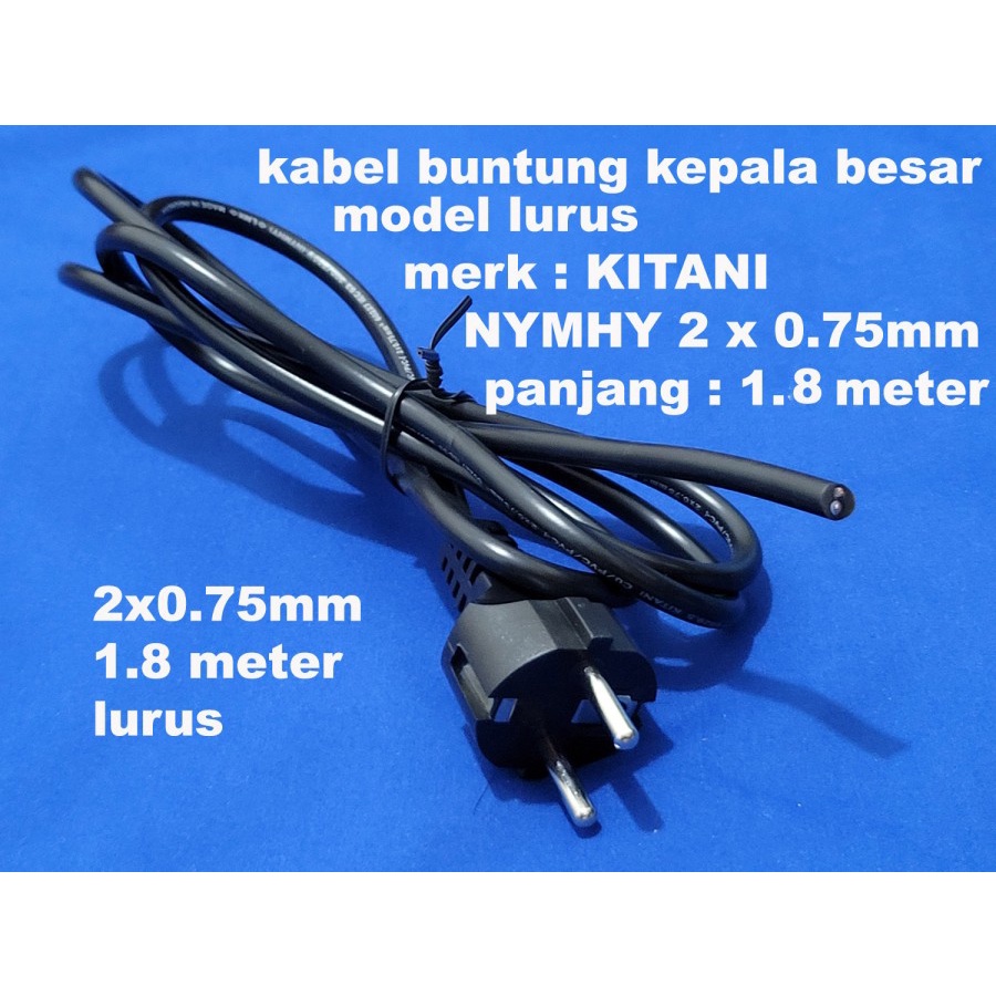 Jual kabel buntung kepala besar lurus 1.8m 2x0,75mm isi 2kabel KITANI ...