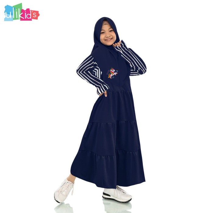 Jual Baju Muslim Anak Set Hijab Syari - Navy L C0J4 kekinian elegant ...