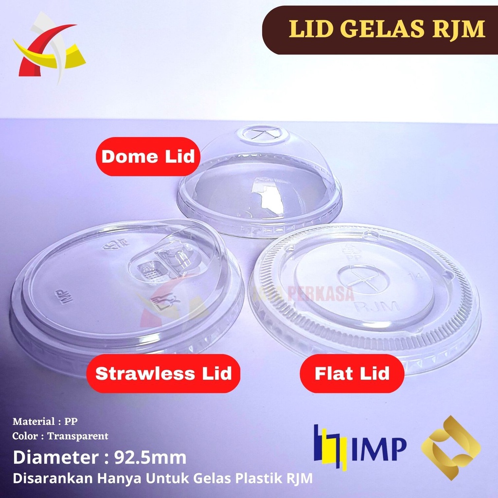 Jual Strawless Lid / Flat Lid / Dome Lid IMP RJM Tutup Gelas Plastik ...