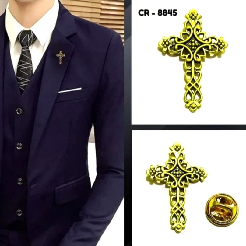 Jual Metal Gold Cross Pin Bros Jas Kameja Tuxedo Salib Pria Mens Warna ...