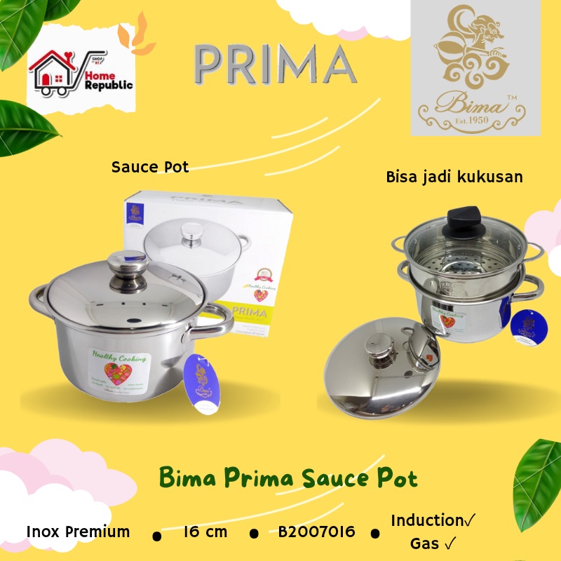 Jual Panci Bima Prima Saucepot 16cm 18cm 20cm 22cm Stainless Steel ...