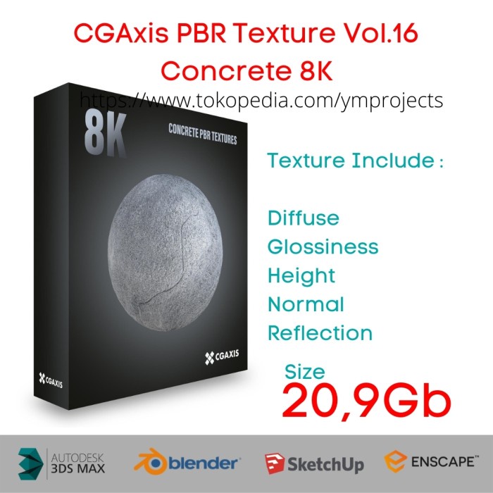 Jual 3D Asset Library - Texture Cgaxis Pbr V16 - Concrete 8K (20,9Gb ...