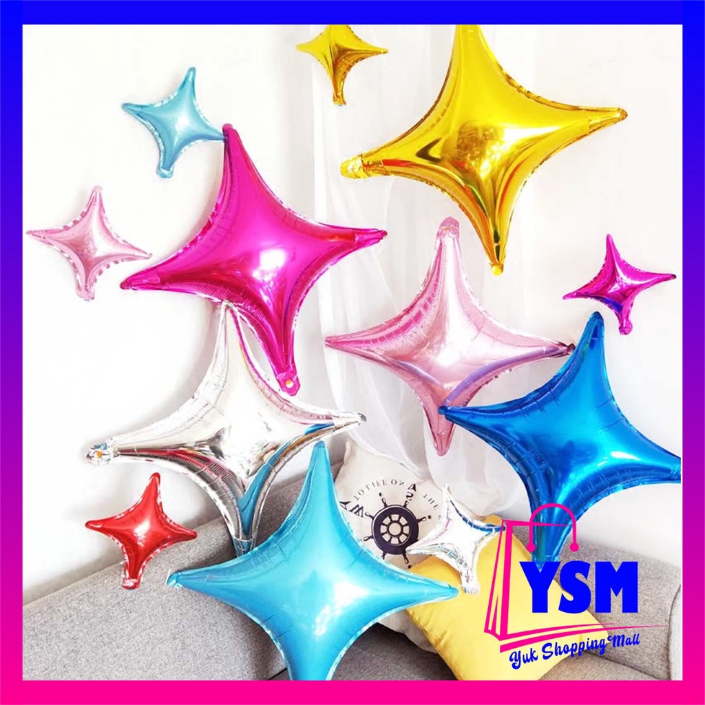Jual YSM Balon Foil Bintang 4 Sisi Balon Foil Bentuk Wajik Balon Foil 9 ...