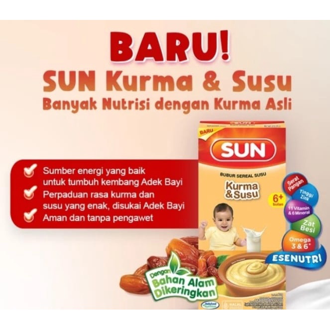 Jual Sun Bubur Sereal Susu Kurma Susu Box 120g @ 1 Pcs Sun Kurma Susu ...