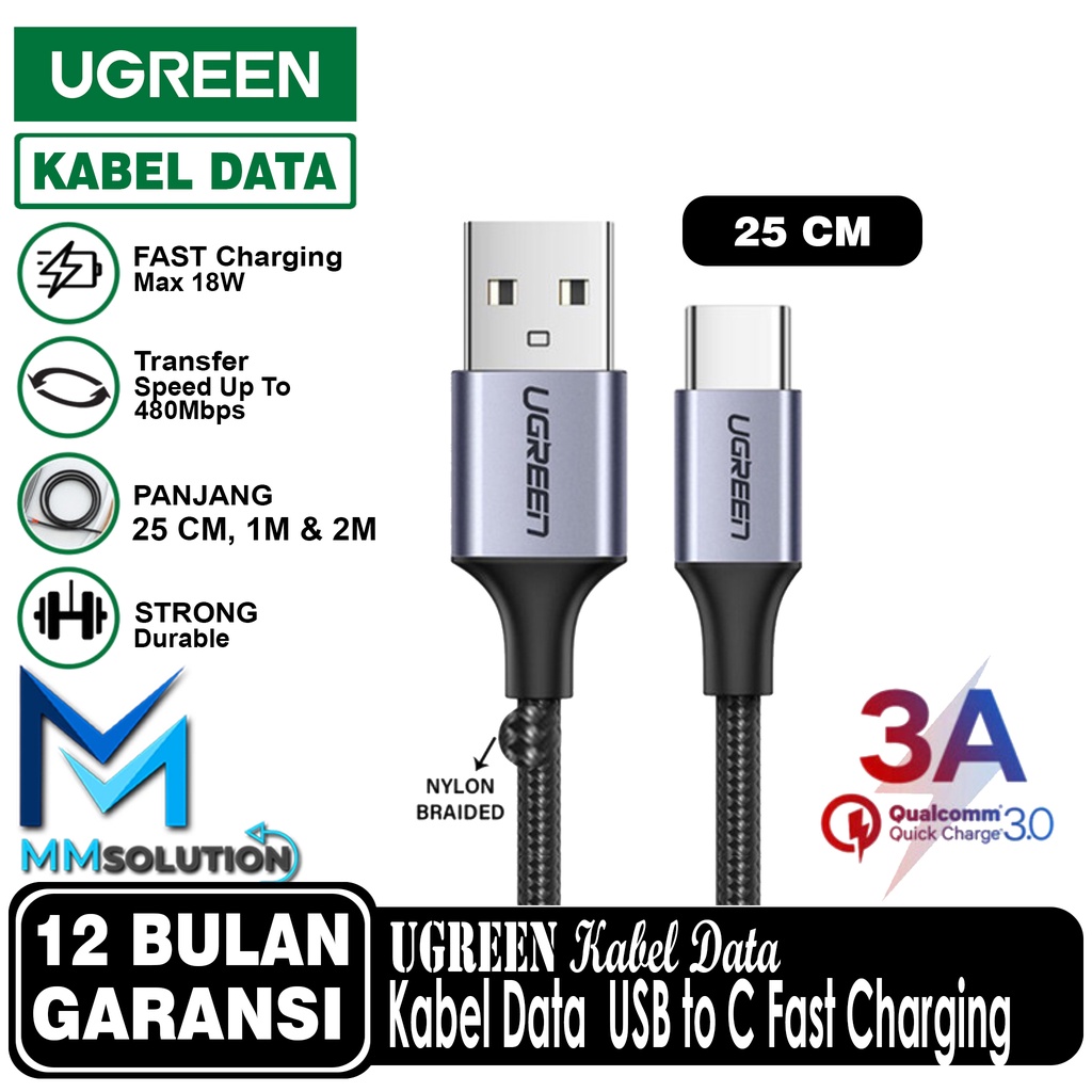 Jual UGREEN Kabel Data USB to Type C Fast Charging Data Cable 3A ...