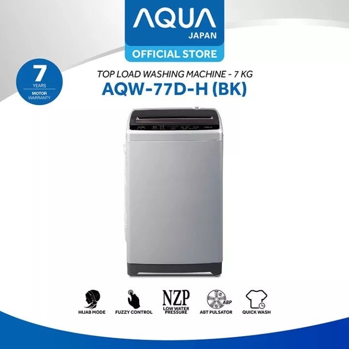 Jual AQUA AQW77DH(BK) MESIN CUCI TOP LOADING 7KG | Shopee Indonesia