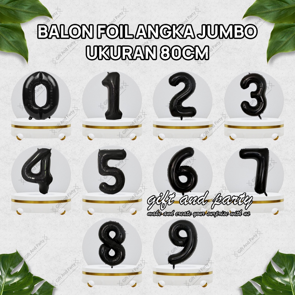 Jual Balon Angka 80cm / Balon Angka Hitam Jumbo / Balon Foil Angka ...