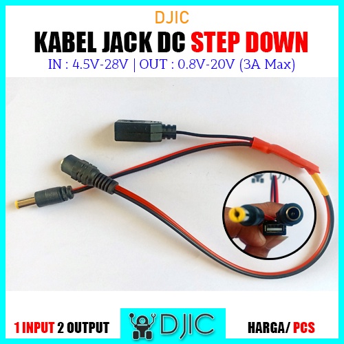 Jual Kabel Jack DC Step Down Input Jack Female To Output USB Female And Jack Male 12V Ke 5V DC ...