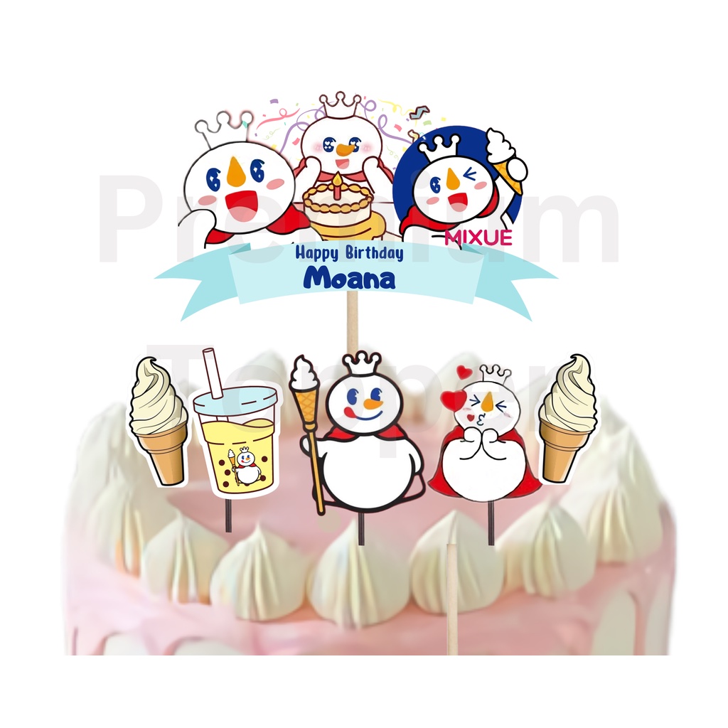 Jual topper cake Mixue / ice cream / hiasan kue happy birthday | Shopee ...