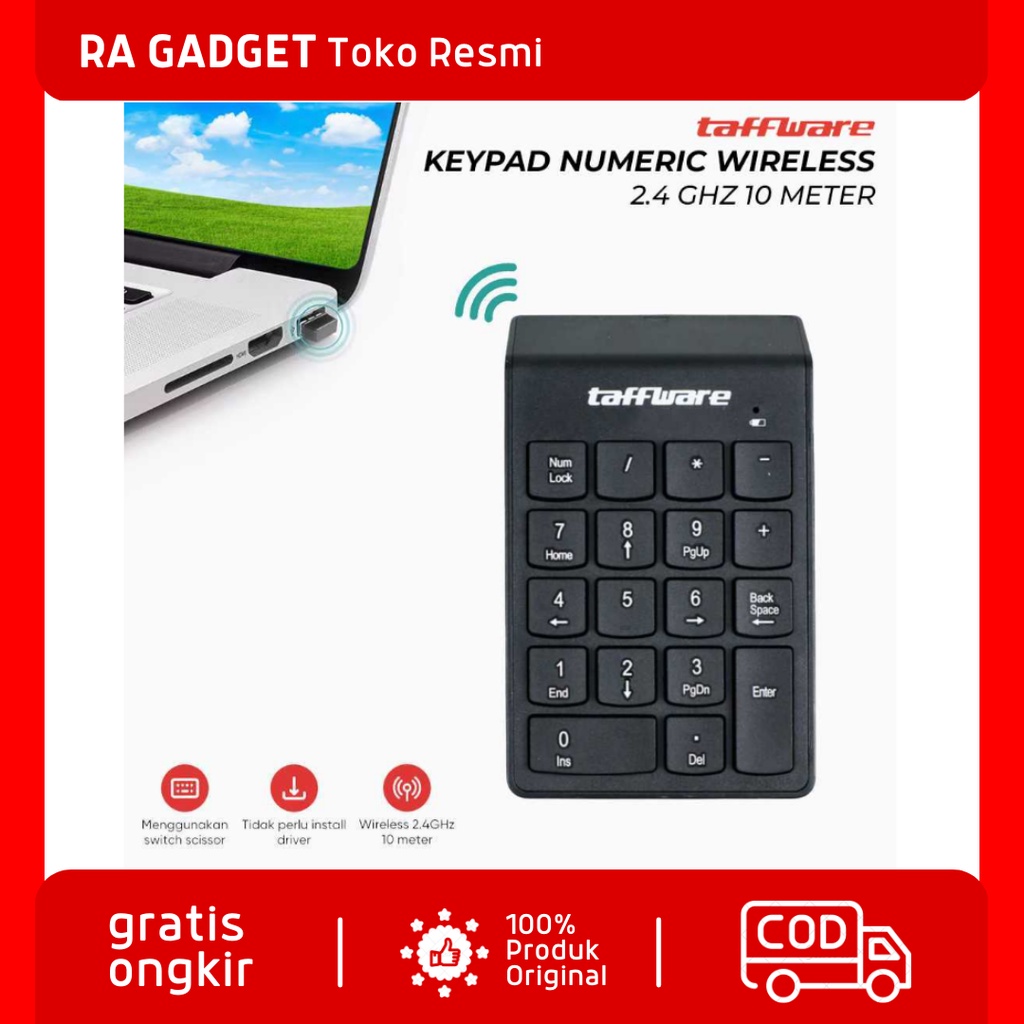 Jual Numeric Keypad Numpad Wireless 2.4GHz 10 Meter / Keypad Numeric ...