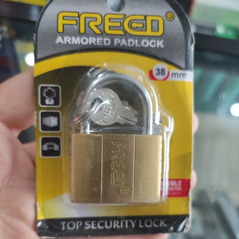 Jual gembok kuning Freed 38mm/ kunci gembok kecil 38mm( isi kunci 3pc ...