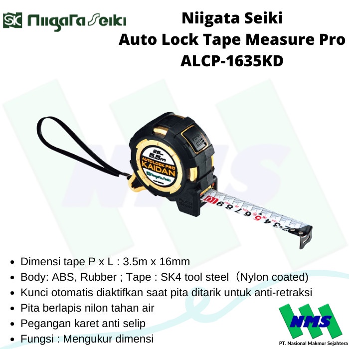 Jual Meteran Auto Lock Tape Measure Pro Niigata Seiki ALCP-1635KD 3.5 ...