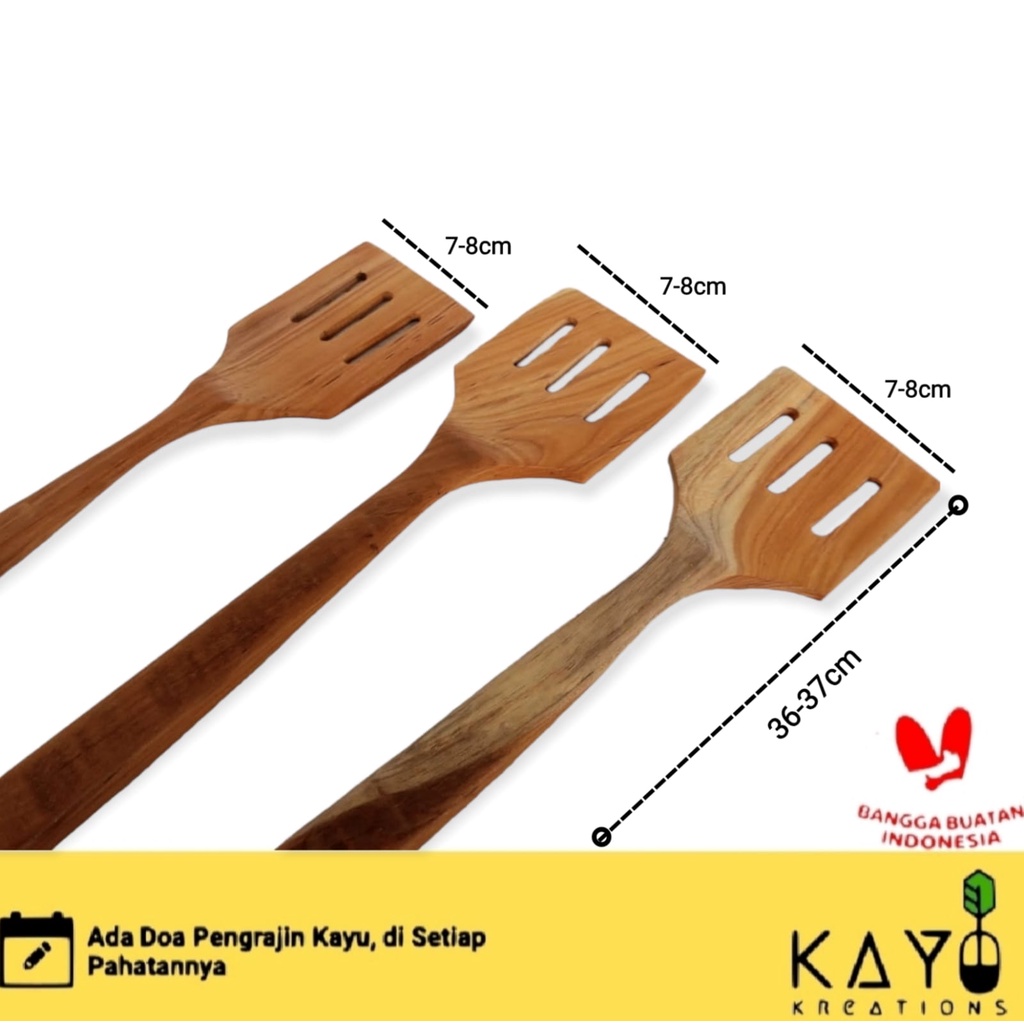 Jual Sutil Kayu Lubang Premium Spatula Lubang Bahan Kayu Anti Panas ...