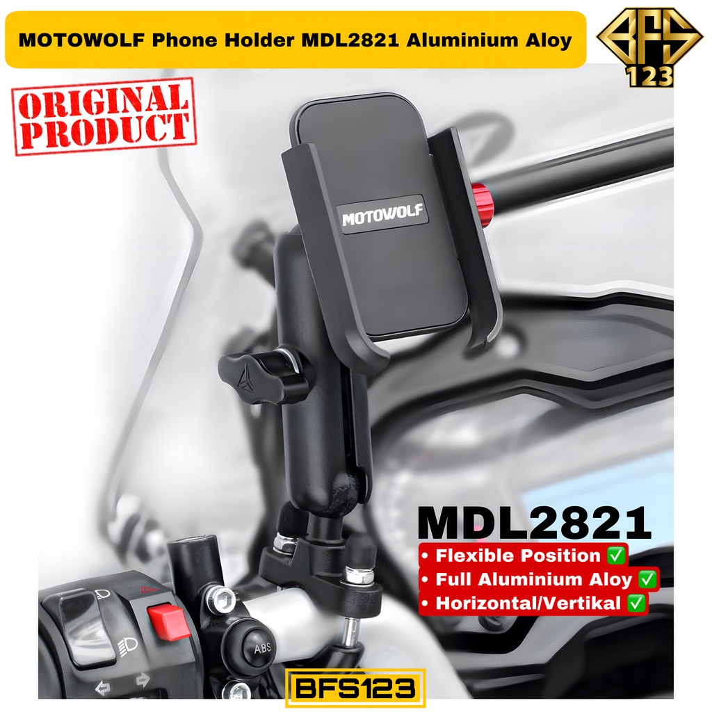 Jual MOTOWOLF Phone Holder MDL2821 360 Rotate Holder HP Bracket Stang Spion MOTOWOLF V3 | Shopee ...