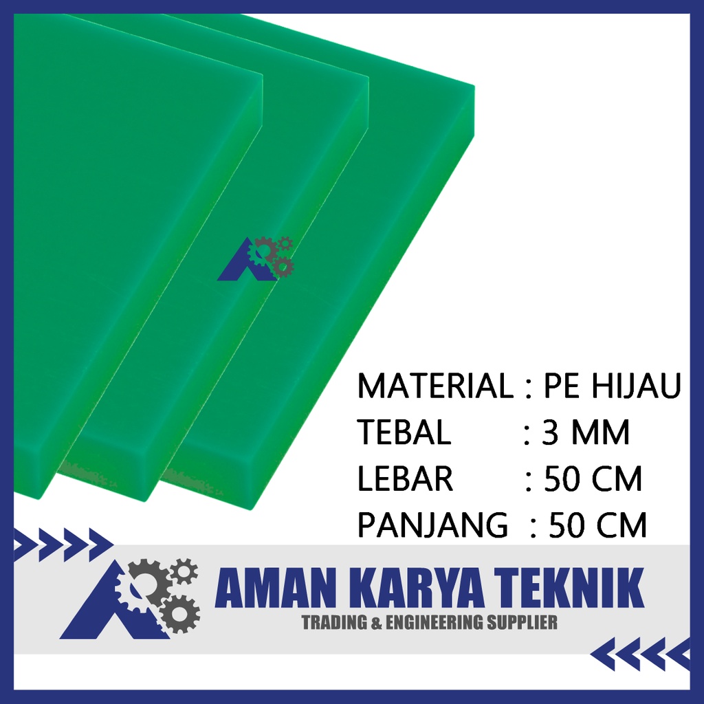 Jual Nylon Hijau / PE Lembaran ( PE Sheet ) 3 mm x 50 cm x 50 cm | Shopee Indonesia