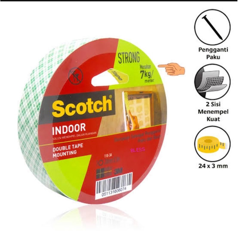 Jual 3M Scotch Double Tape Mounting 114-3B ( 24MM x 3M ) | Shopee Indonesia