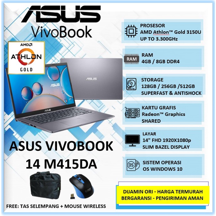 Jual Laptop Murah Asus Vivobook 14 M415DA Amd Athlon Ram 8GB SSD 512GB ...