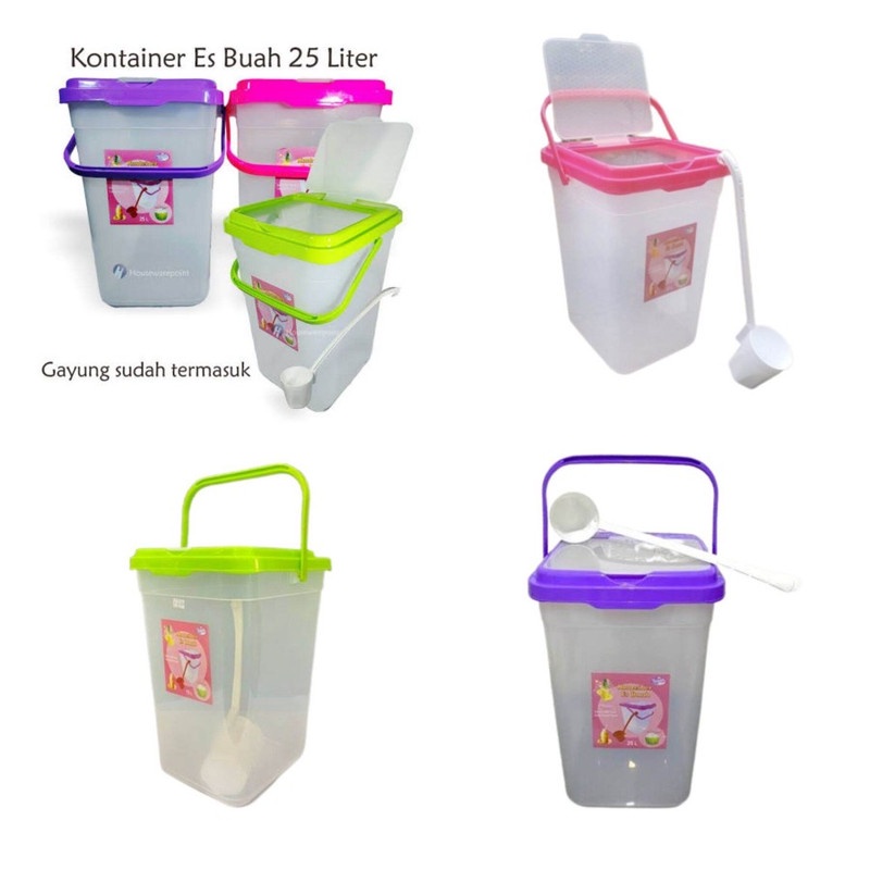 Jual Container Kontainer Es Buah Lovenia 25 Lt + Gayung - Toples Tempat ...