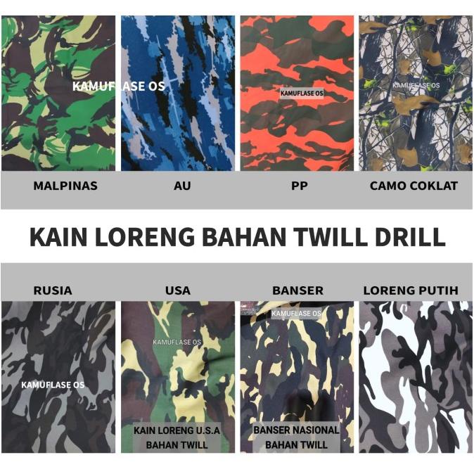 Jual Bahan Kain Loreng Army Kain Drill Twill Kain Banser Tni Ad Au Pp ...