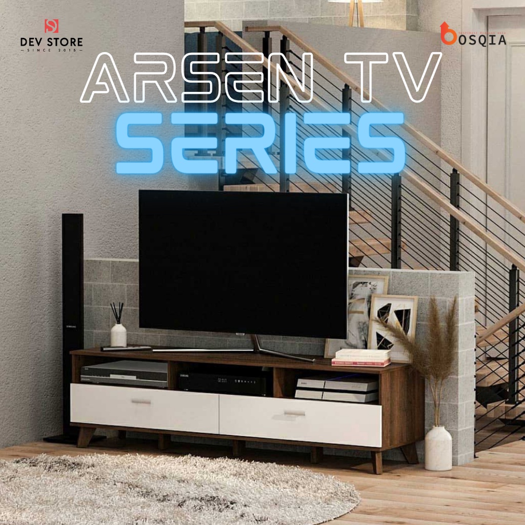 Jual Meja TV / Rak TV Kayu gelap - Putih / American Walnut - White ...