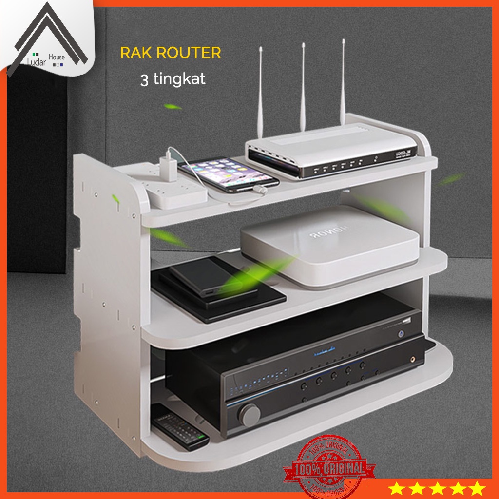 Jual Rak Gantung Tempat Set Top Box Wifi Router Modem 3 susun tingkat ...