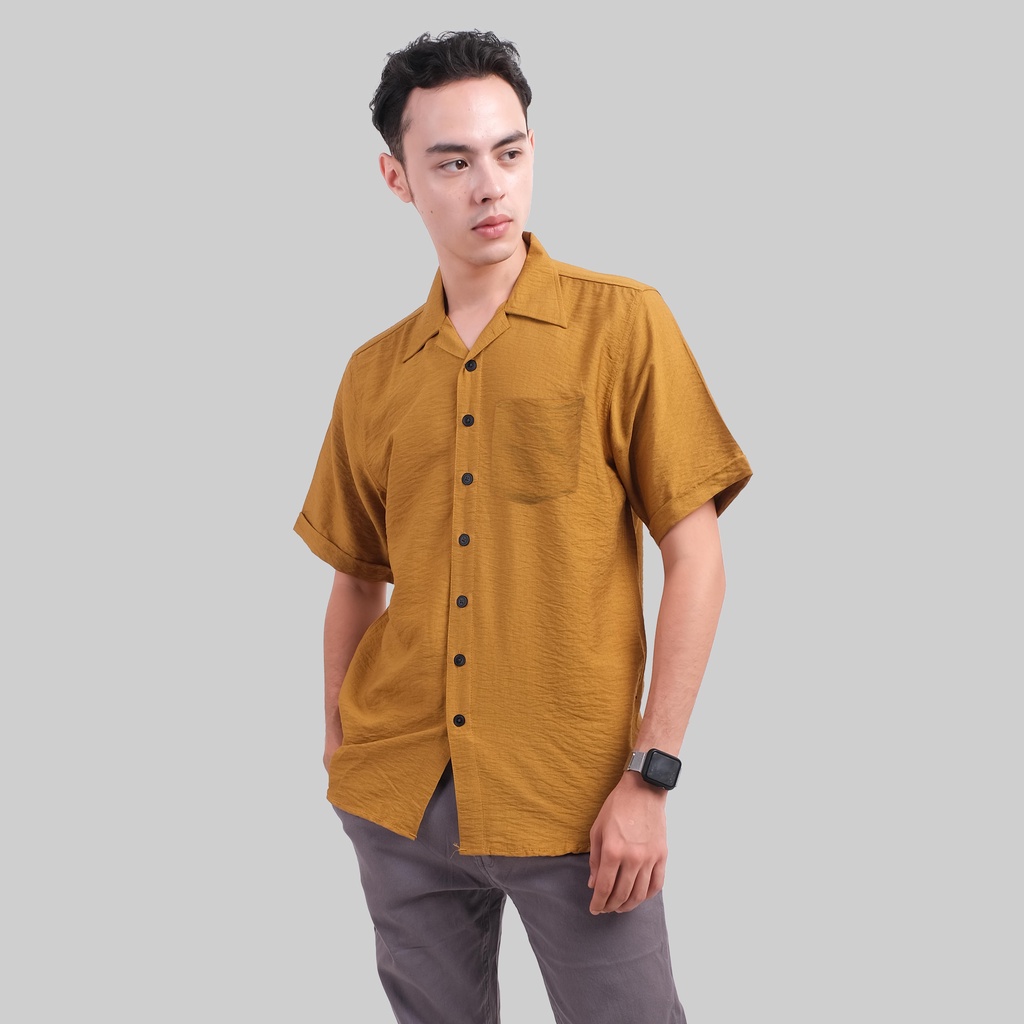 Jual Maydee Kemeja Crinkle Mustard Pria | Shopee Indonesia