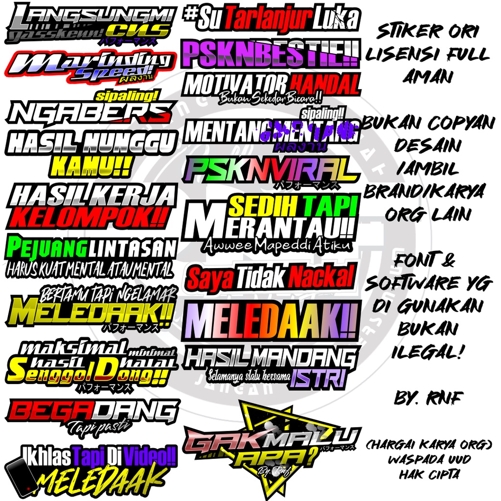 Jual Stiker motor kata kata bahan vinyl anti air 1 pack | Shopee Indonesia