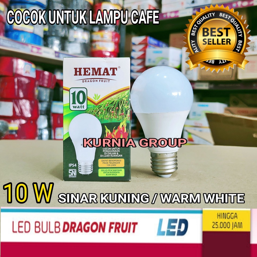 Jual Lampu LED HEMAT 10w Kuning Sinar Warm White Lamp 10 watt Cafe Bohlam Yelow Budidaya Buah ...