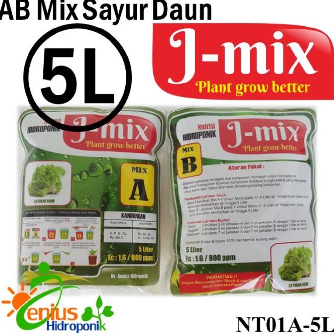 Jual AB Mix Sayur Daun Pekatan 5 Liter / J-Mix / Nutrisi Hidroponik ...