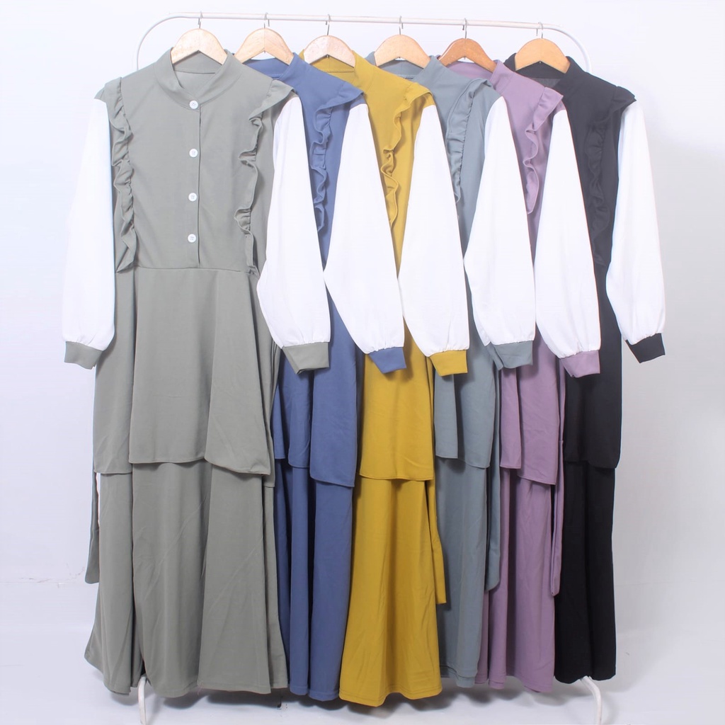 Jual Gamis jumbo busui model princess kerah kemeja tali pinggang bahan ...
