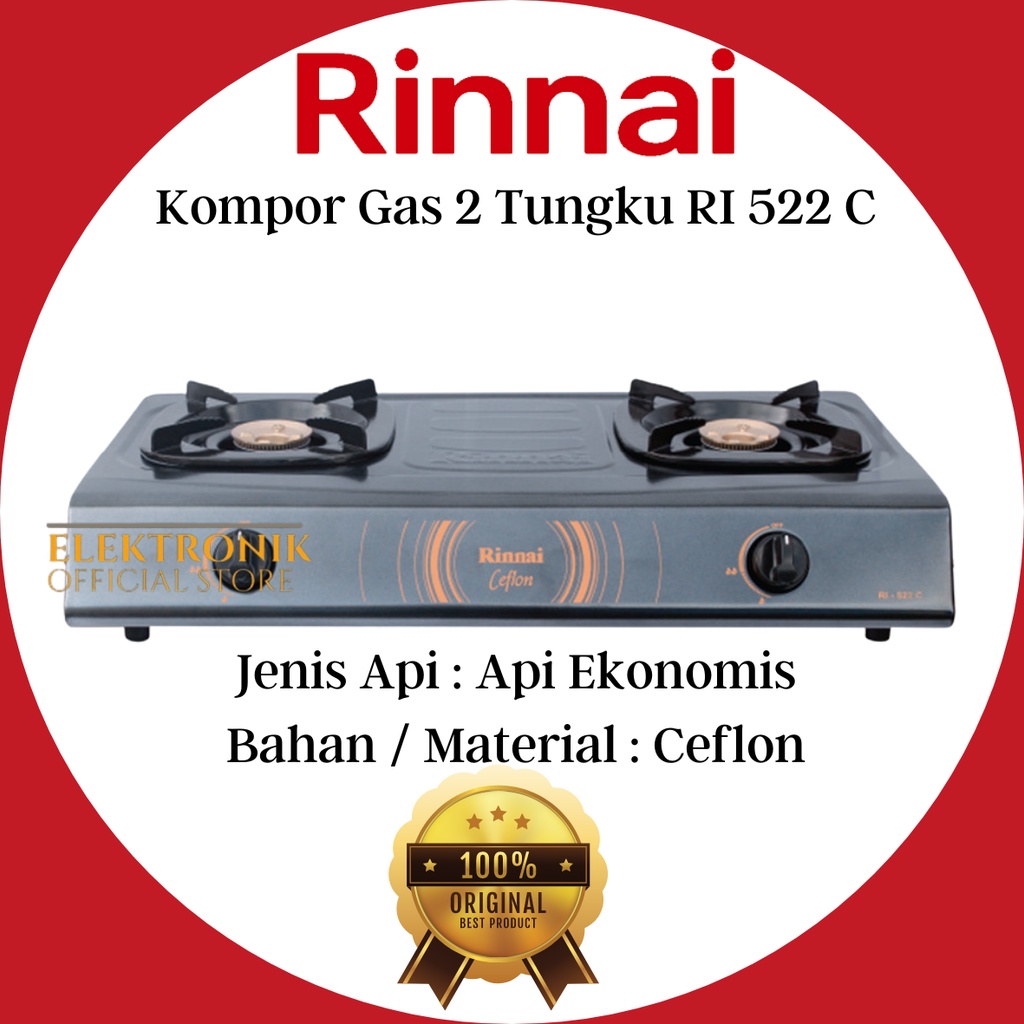 Jual RINNAI KOMPOR GAS 2 TUNGKU RI 522 C KOMPOR RINNAI/RI-522C/RI522C/RI522/KOMPOR GAS 2 TUNGKU ...