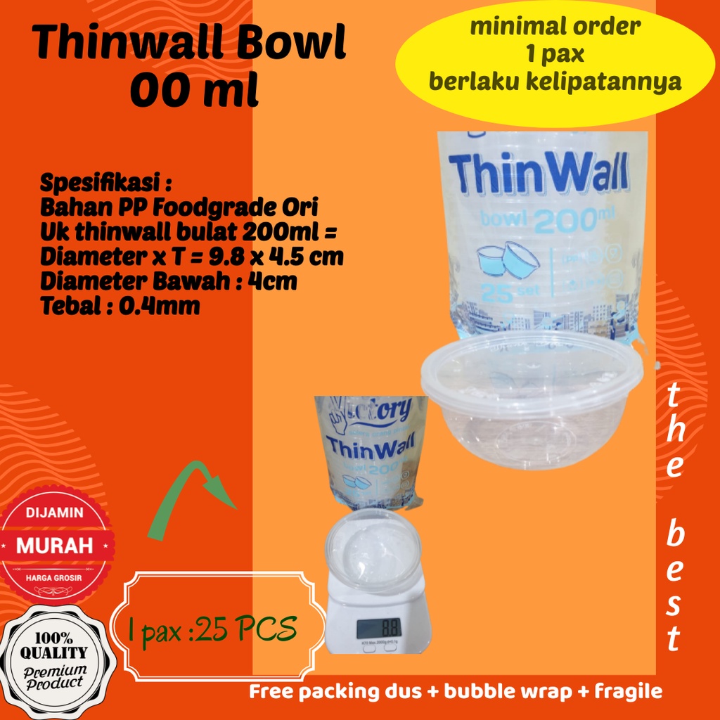 Jual Thinwall Bowl Bulat 200 ml isi 25 set Mangkok Plastik | Shopee ...