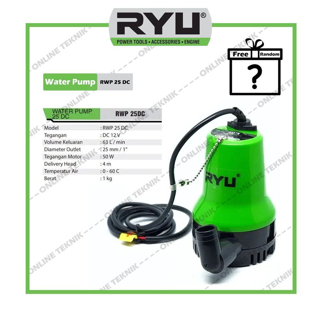 Jual RYU RWP 25 DC Pompa Celup Air Dc 12 V / Water Pump RWP 25 DC ...
