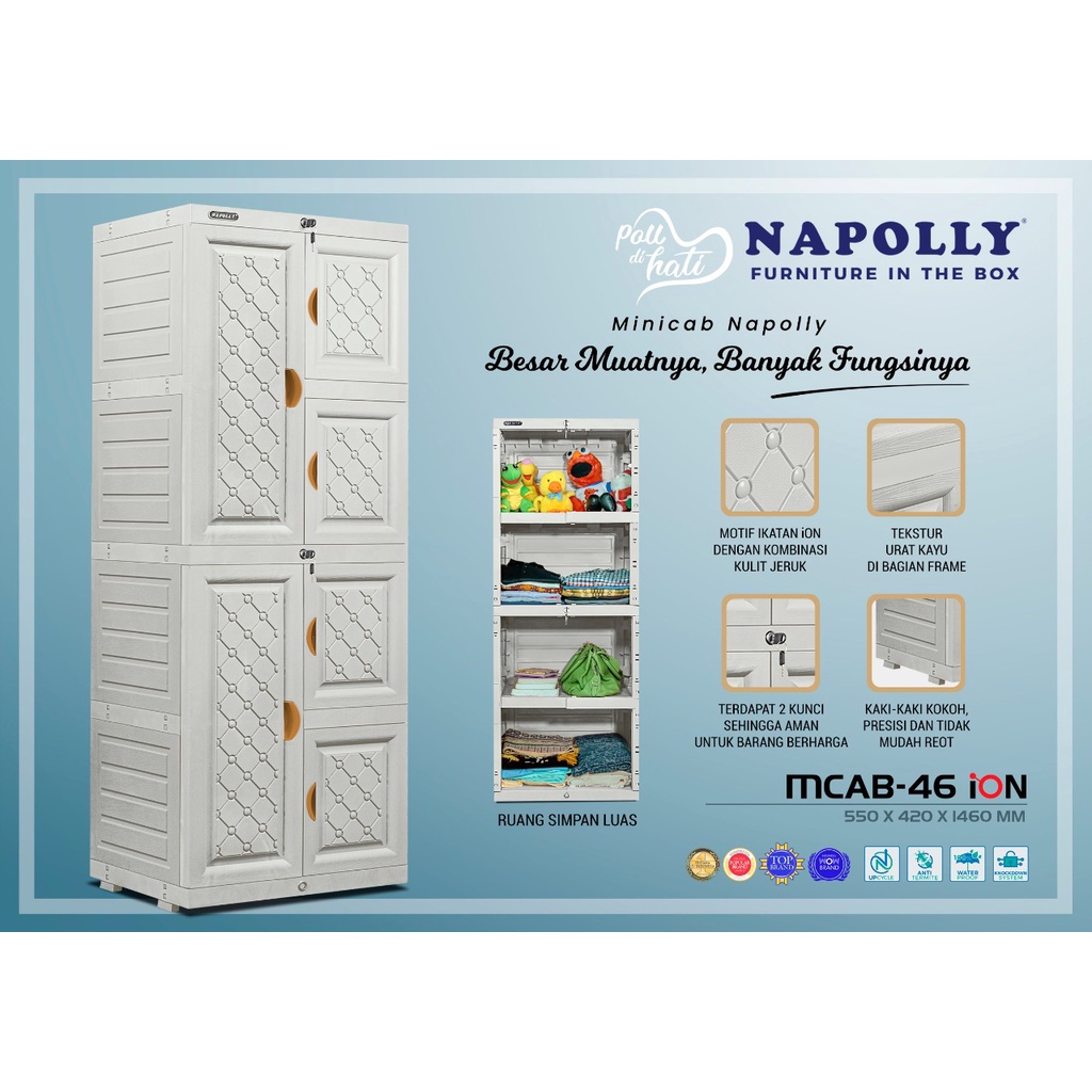 Jual NAPOLLY Lemari Plastik MCAB 46 ION MCAB 36 ION CERMIN KACA KUNCI ...