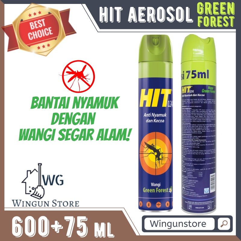 Jual HIT AEROSOL GREEN FOREST 600ml + 75ml Obat Nyamuk Semprot 600 ml ...