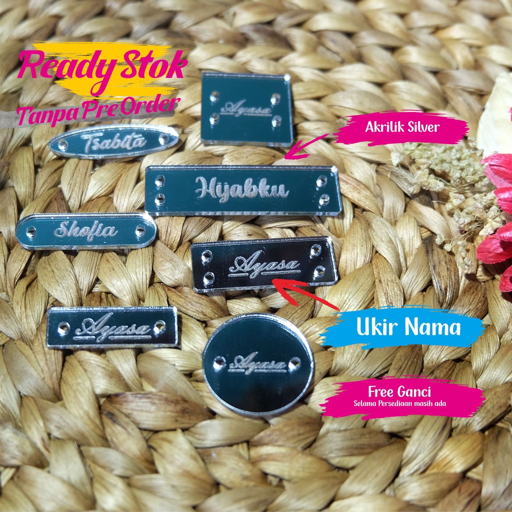 Jual Label Hijab Akrilik Silver Custom Nama Logo | Shopee Indonesia