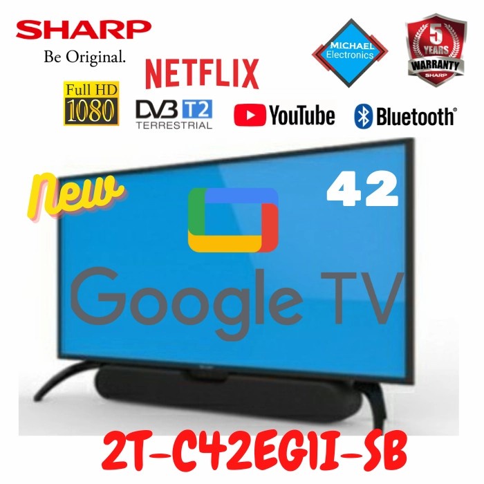 Jual Sharp Led tv 42 inch 2T-C42EG1I-SB GOOGLE TV with speaker soundbar. | Shopee Indonesia